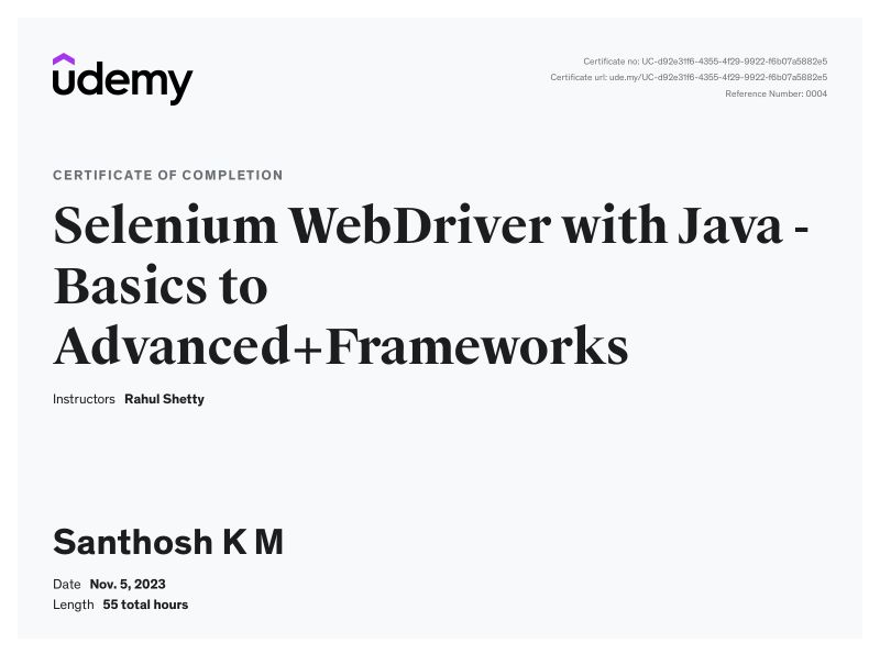 Santhosh K M on LinkedIn: #selenium #seleniumwebdriver #seleniumtesting ... Santhosh K M on LinkedIn: #selenium #seleniumwebdriver #seleniumtesting ...