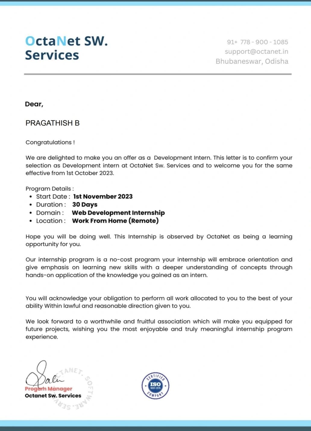 Pragathish B on LinkedIn: #internship #octanetswservices #newbeginning ... Pragathish B on LinkedIn: #internship #octanetswservices #newbeginning ...