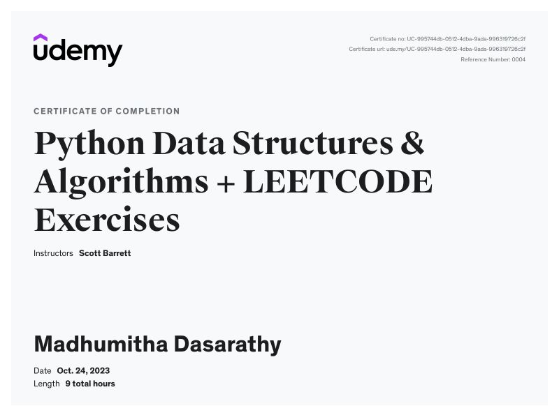 Madhumitha Dasarathy on LinkedIn: #datastructures #algorithms #python # ... Madhumitha Dasarathy on LinkedIn: #datastructures #algorithms #python # ...