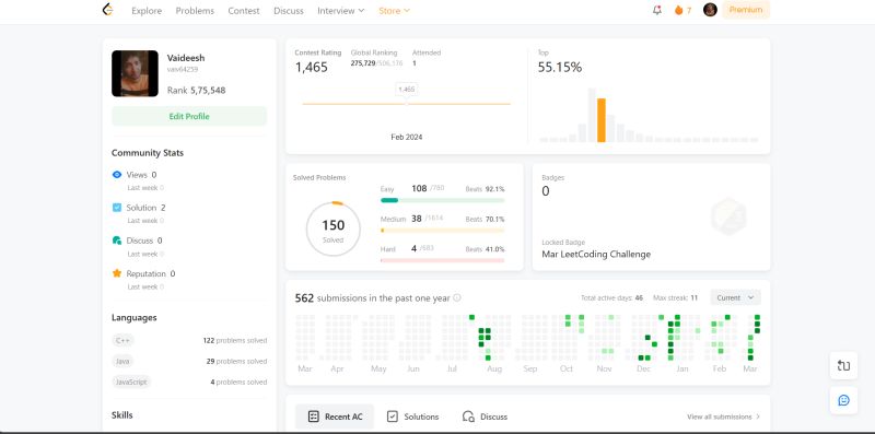 🚀 Thrilled to tackle 150 LeetCode questions! 💡💻 | Vaideeshwaran R ... 🚀 Thrilled to tackle 150 LeetCode questions! 💡💻 | Vaideeshwaran R ...