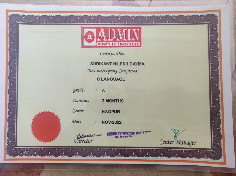 SHRIKANT DAYMA on LinkedIn: #c #c #programming #learning #achievement SHRIKANT DAYMA on LinkedIn: #c #c #programming #learning #achievement