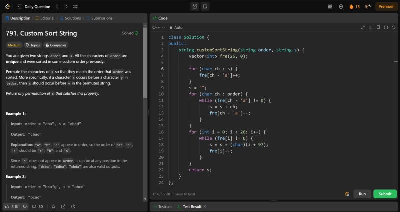 Day 11 of leetcode challenge for sort string string | Venkat Saketh ... Day 11 of leetcode challenge for sort string string | Venkat Saketh ...