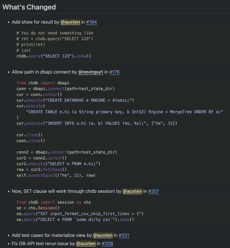 Auxten Wang on LinkedIn: šchDB v1.3.0 released. Thanks @nevinpuri for the⦠Auxten Wang on LinkedIn: šchDB v1.3.0 released. Thanks @nevinpuri for theā¦