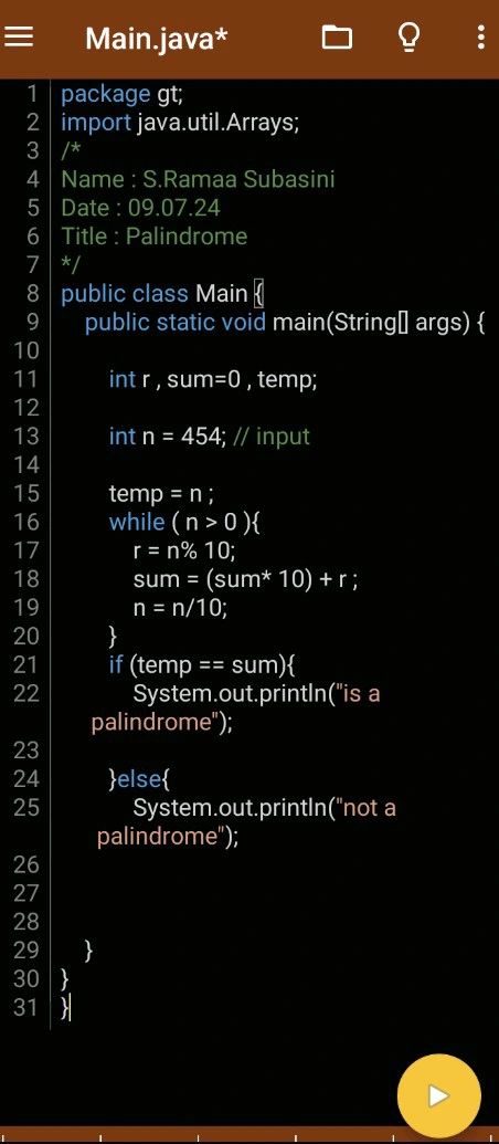 Ramaa Subasini S on LinkedIn: #javaprogramming #palindrome #gurutech # ... Ramaa Subasini S on LinkedIn: #javaprogramming #palindrome #gurutech # ...