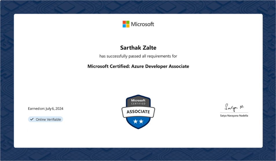 Sarthak Zalte on LinkedIn: #azure #microsoft #microsoftazure #az204 # ... Sarthak Zalte on LinkedIn: #azure #microsoft #microsoftazure #az204 # ...