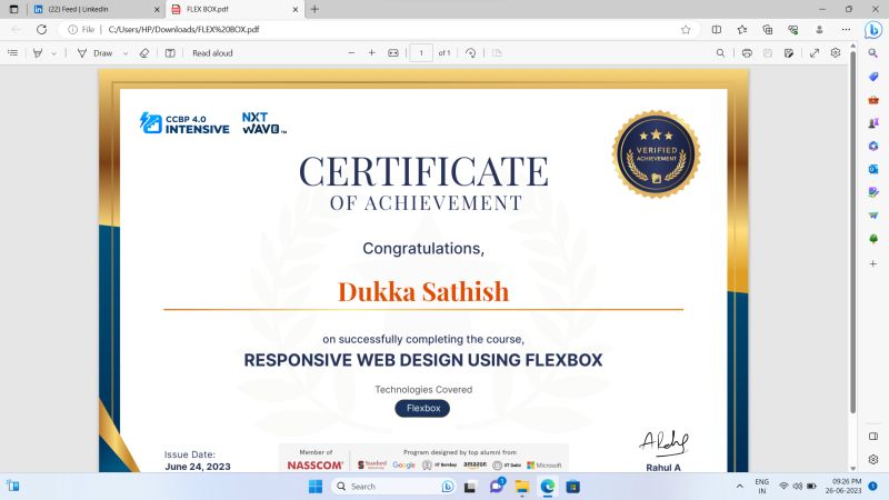 DUKKA SATISH on LinkedIn: SuccessFully Completed Flexbox.... DUKKA SATISH on LinkedIn: SuccessFully Completed Flexbox....