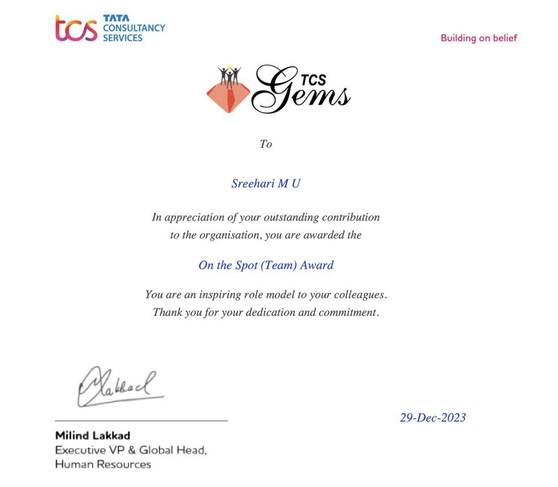 SREE HARI M U on LinkedIn: Token of appreciation SREE HARI M U on LinkedIn: Token of appreciation
