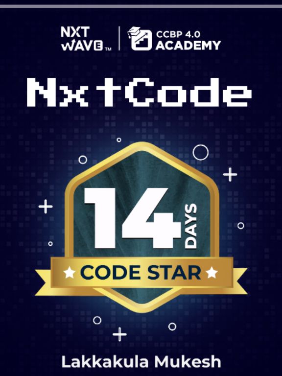 Mukesh Lakkakula on LinkedIn: #ccbp #nxtwave #reactjs #python #coding # ... Mukesh Lakkakula on LinkedIn: #ccbp #nxtwave #reactjs #python #coding # ...