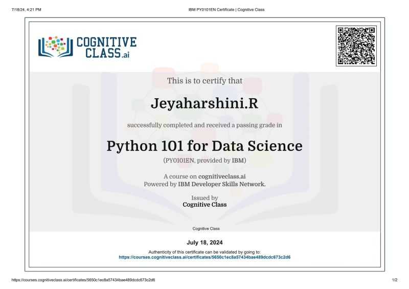 Jeya Harshini on LinkedIn: #datasciencecertification #pythonprogramming Jeya Harshini on LinkedIn: #datasciencecertification #pythonprogramming