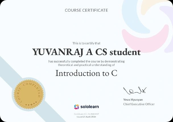 YUVAN RAJ on LinkedIn: #cprogramming #sololearn #learningjourney YUVAN RAJ on LinkedIn: #cprogramming #sololearn #learningjourney