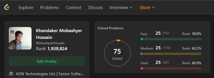 Khandaker Mobashyer Hossain on LinkedIn: #leetcode #problemsolving # ... Khandaker Mobashyer Hossain on LinkedIn: #leetcode #problemsolving # ...
