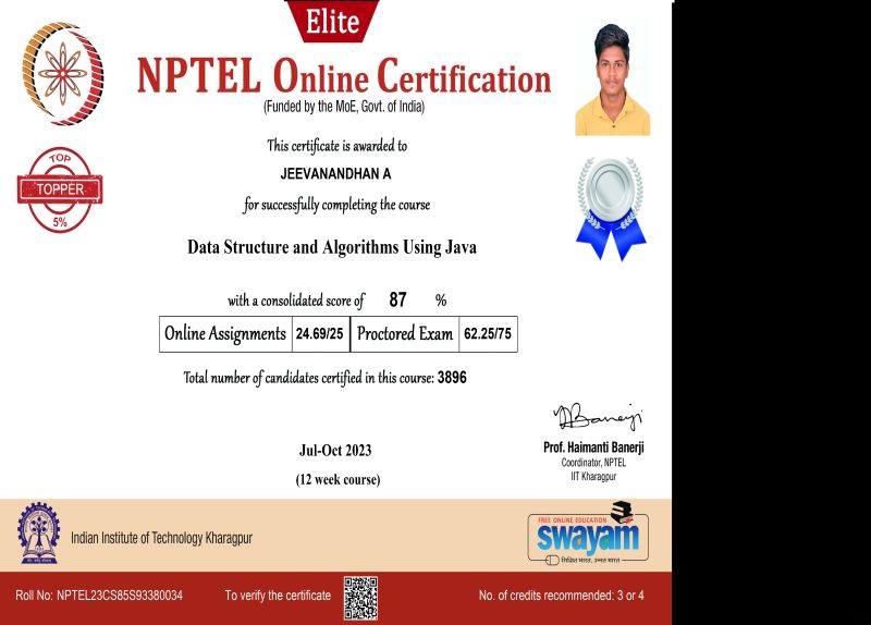 A Jeevanandhan on LinkedIn: #nptel #datastructures #java #learningjourney A Jeevanandhan on LinkedIn: #nptel #datastructures #java #learningjourney
