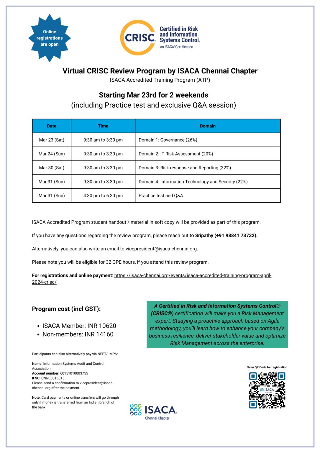 ISACA Chennai Chapter(Official) on LinkedIn: #risk #controls #crisc # ... ISACA Chennai Chapter(Official) on LinkedIn: #risk #controls #crisc # ...