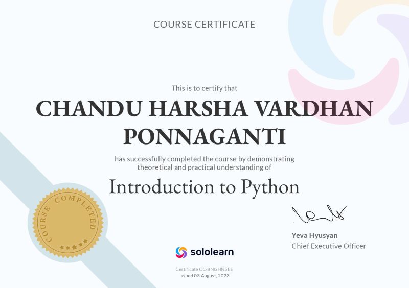 CHANDU HARSHA VARDHAN on LinkedIn: #python #certificate #programming # ... CHANDU HARSHA VARDHAN on LinkedIn: #python #certificate #programming # ...