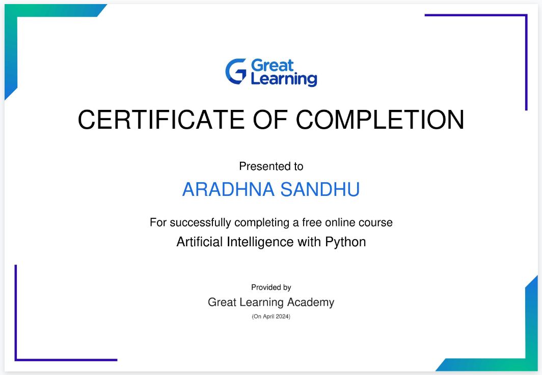 Aradhna Sandhu on LinkedIn: Artificial Intelligence with Python Aradhna Sandhu on LinkedIn: Artificial Intelligence with Python