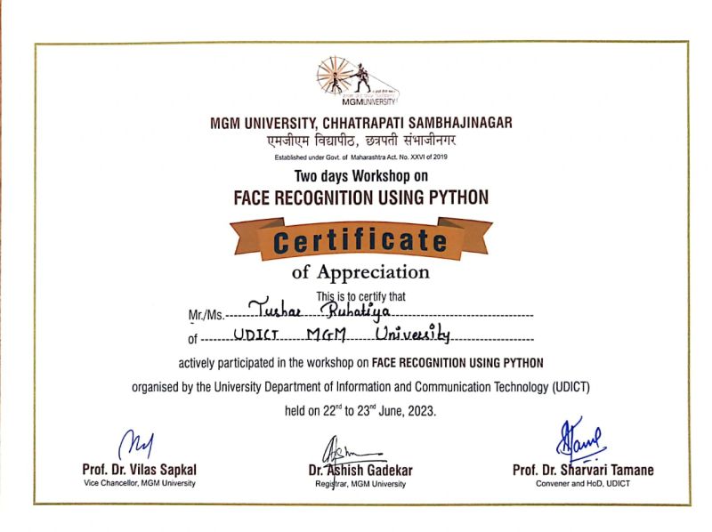 Tushar Ruhatiya on LinkedIn: #face_recognition #python #udict #learncoding Tushar Ruhatiya on LinkedIn: #face_recognition #python #udict #learncoding