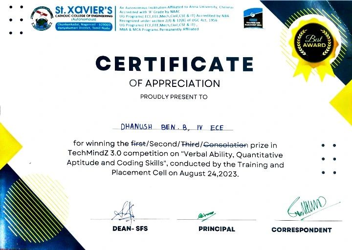 Dhanush Ben B on LinkedIn: #competitionwin Dhanush Ben B on LinkedIn: #competitionwin