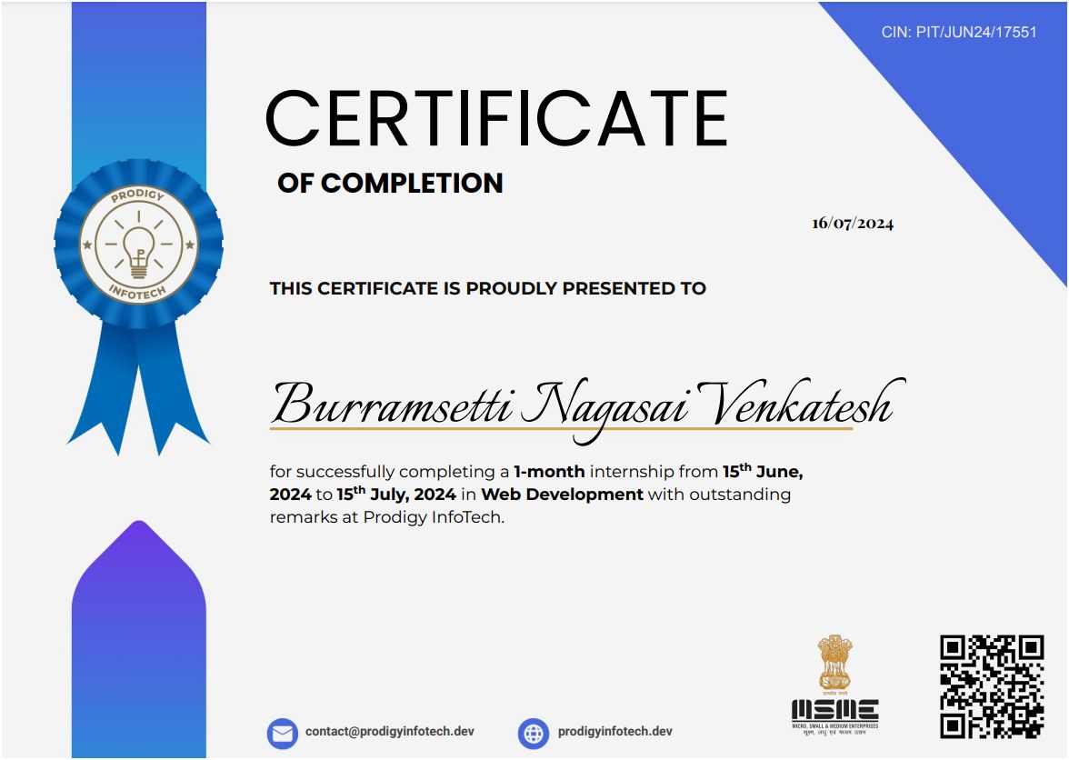 Burramsetty Nagasai Venkatesh on LinkedIn: #internship #webdevelopment ... Burramsetty Nagasai Venkatesh on LinkedIn: #internship #webdevelopment ...