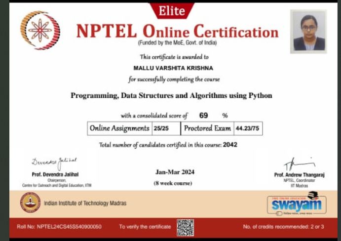 Varshita Krishna Mallu on LinkedIn: #datastructures #nptel #swayam Varshita Krishna Mallu on LinkedIn: #datastructures #nptel #swayam