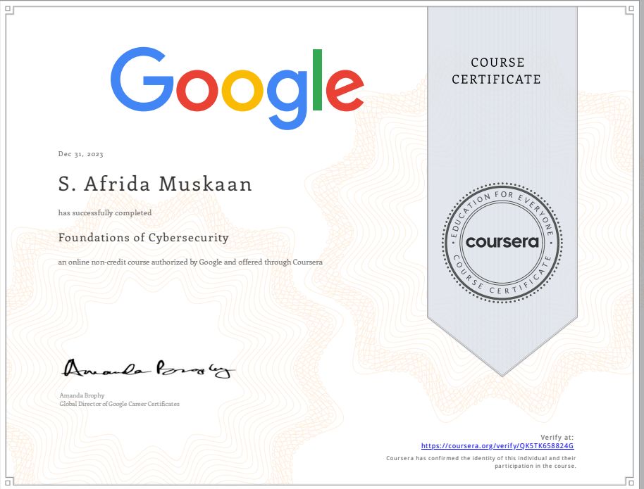Shaik Afrida Muskaan on LinkedIn: #cybersecurity #infosec #coursera Shaik Afrida Muskaan on LinkedIn: #cybersecurity #infosec #coursera