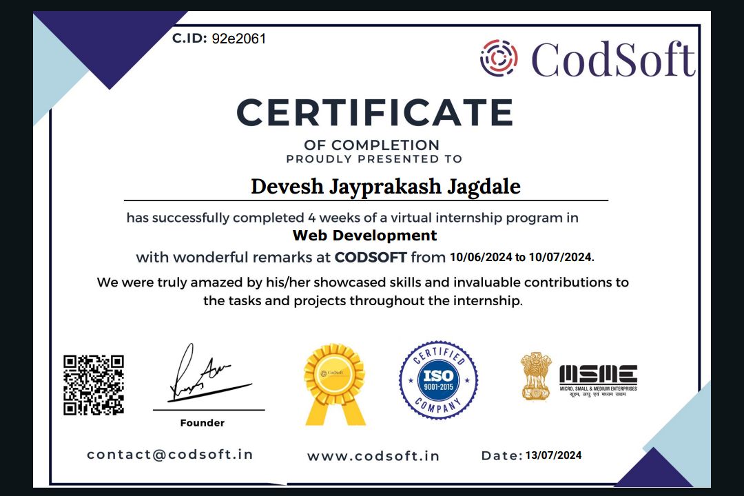 Devesh Jagdale on LinkedIn: #codsoft #cip #internship Devesh Jagdale on LinkedIn: #codsoft #cip #internship
