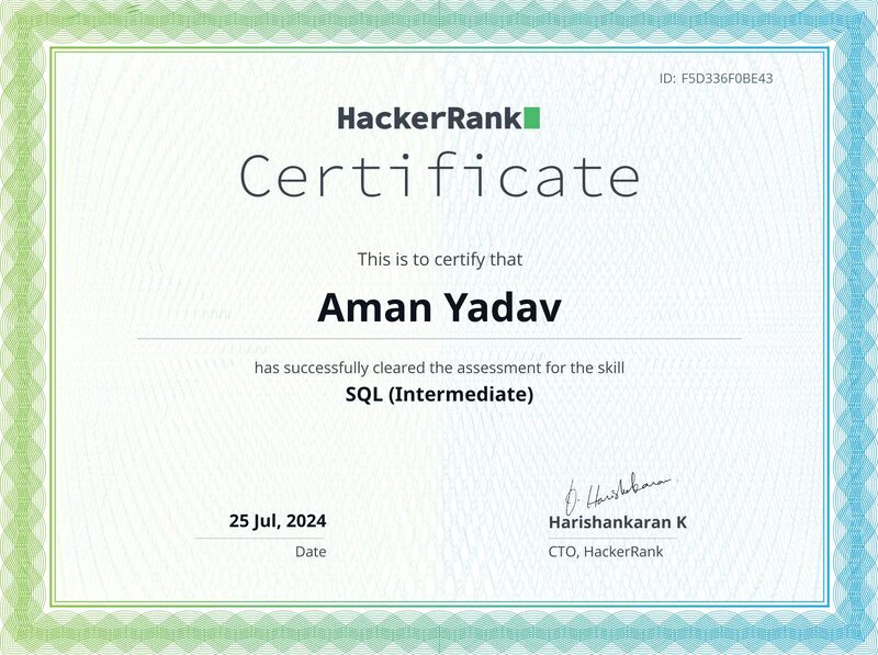 Aman Yadav on LinkedIn: #achievement #sql #dataanalysis # ... Aman Yadav on LinkedIn: #achievement #sql #dataanalysis # ...