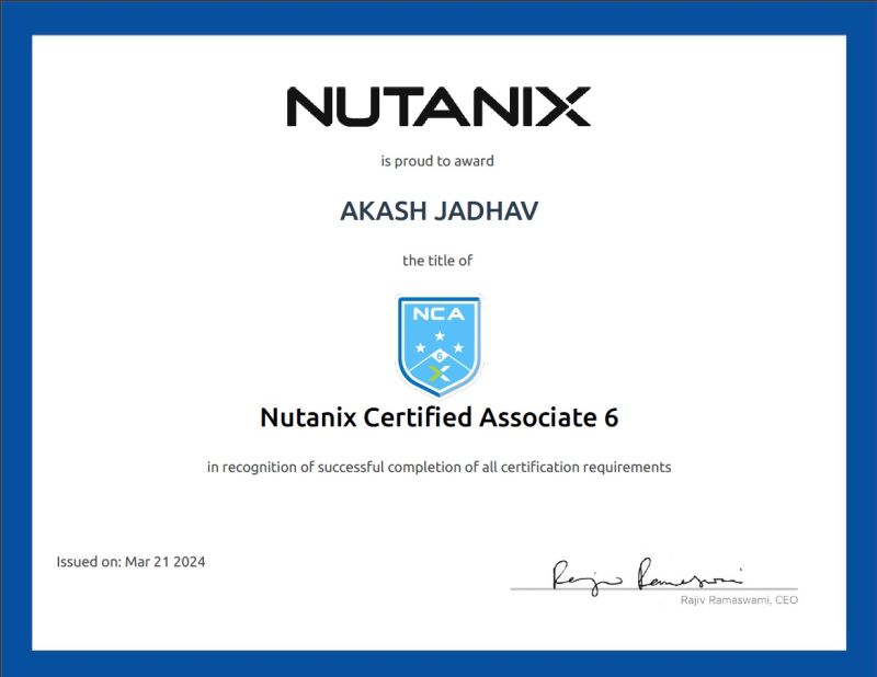Akash Jadhav on LinkedIn: #nutanix Akash Jadhav on LinkedIn: #nutanix