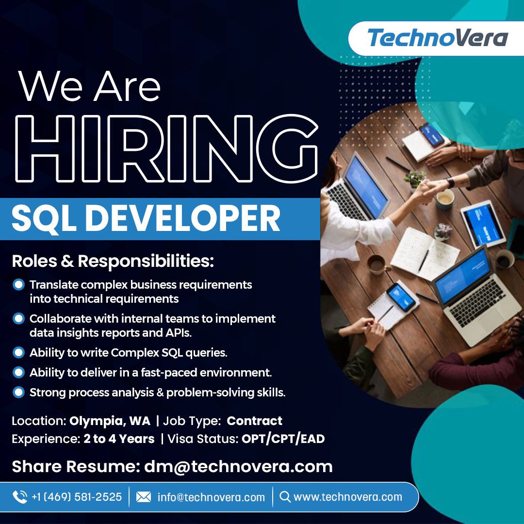 Technovera on LinkedIn: #sqldeveloper #sqljobs #sqldeveloperjobs # ... Technovera on LinkedIn: #sqldeveloper #sqljobs #sqldeveloperjobs # ...