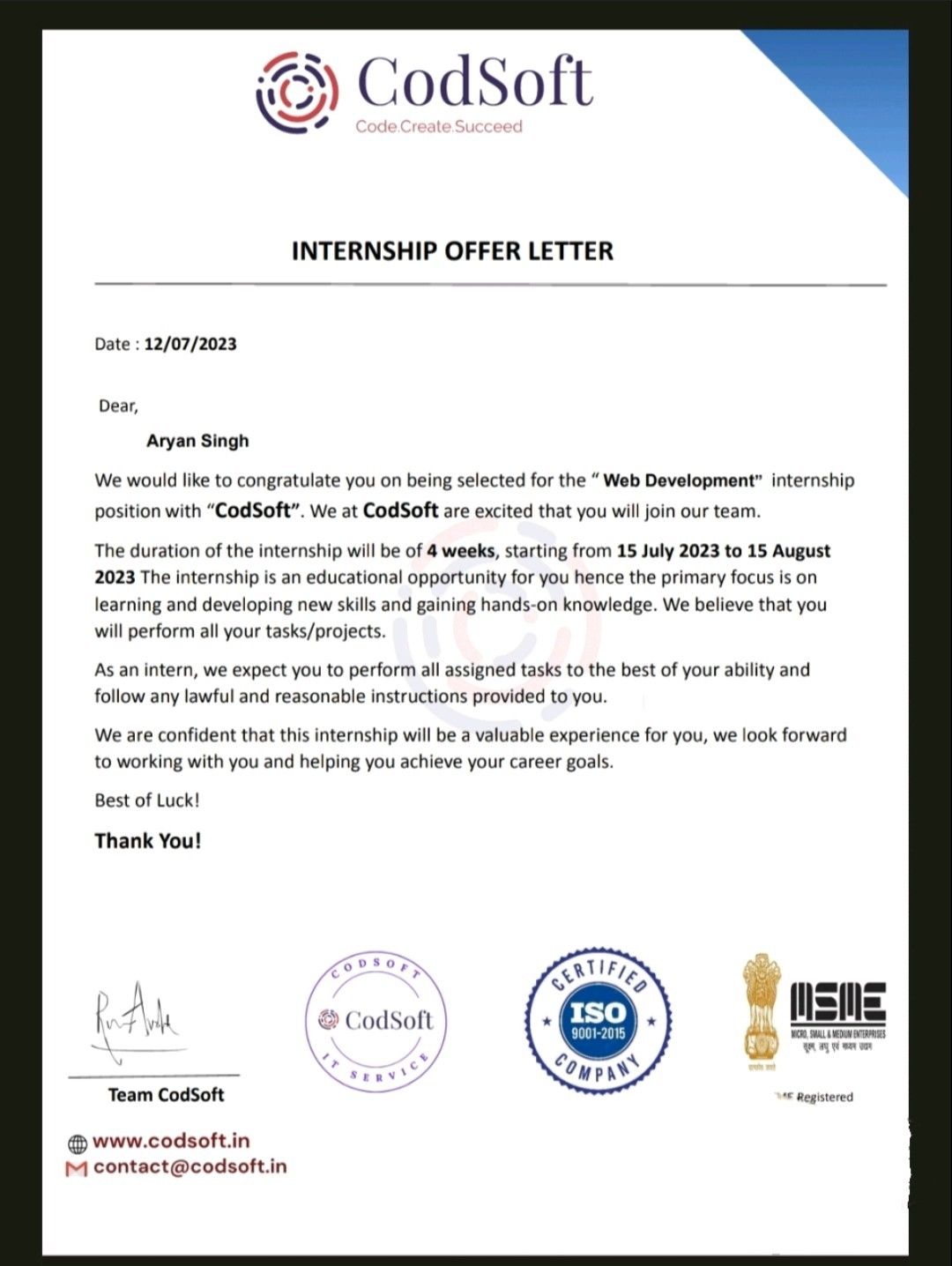 Aryan Singh on LinkedIn: #codsoft #webdevelopment Aryan Singh on LinkedIn: #codsoft #webdevelopment