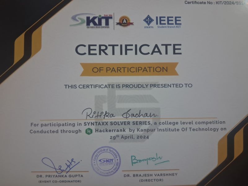 Ritika Sachan on LinkedIn: I'm excited to share that I have received a ... Ritika Sachan on LinkedIn: I'm excited to share that I have received a ...