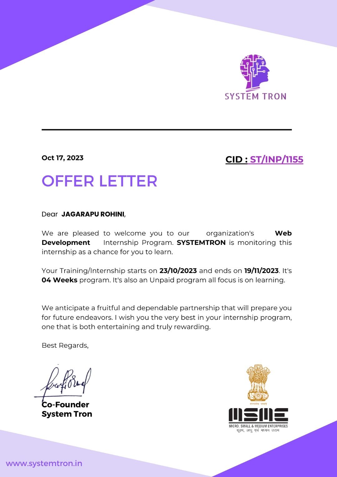 Rohini Jagarapu on LinkedIn: #systemtron #webdevelopment Rohini Jagarapu on LinkedIn: #systemtron #webdevelopment