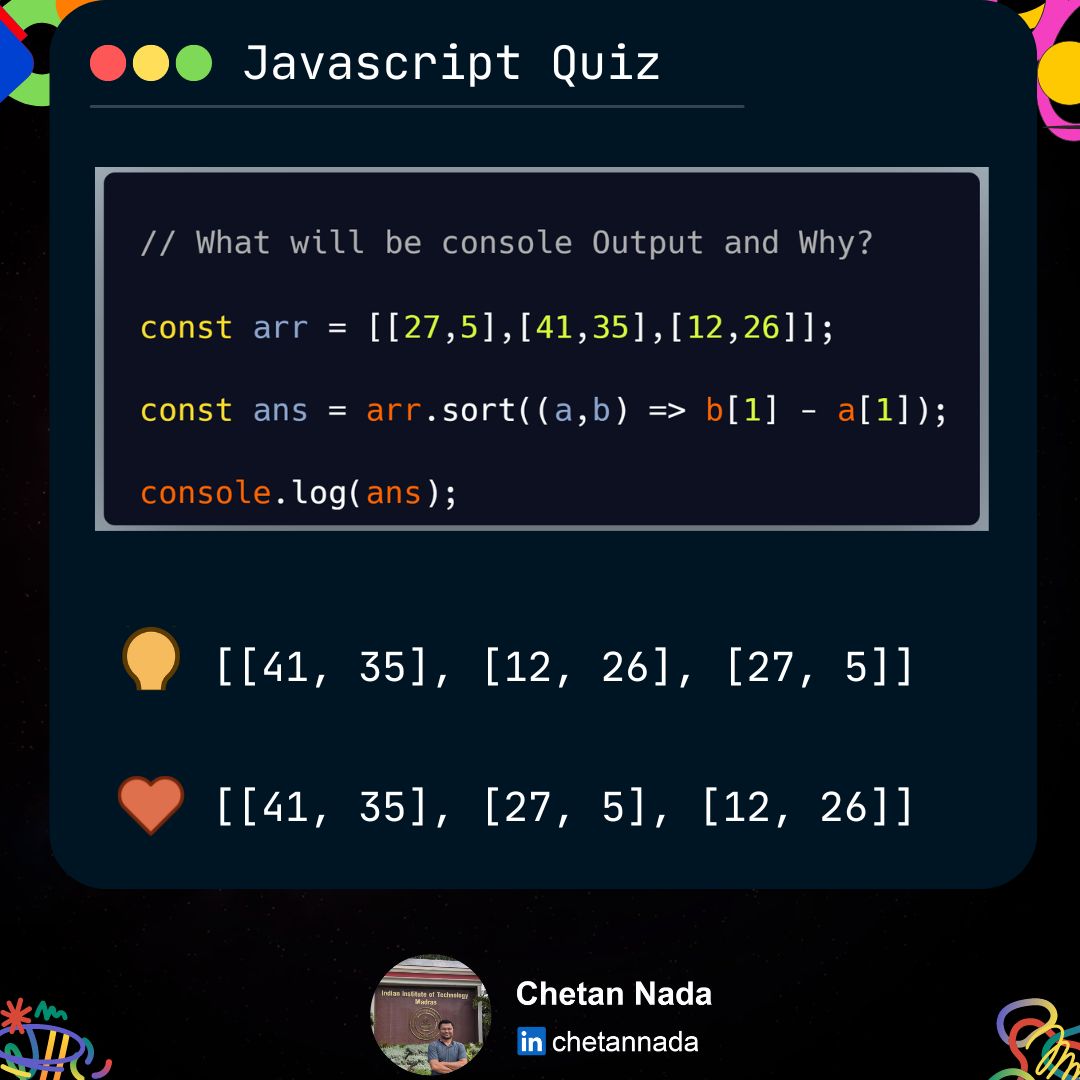 Chetan Nada on LinkedIn: #javascript #quiz #javascriptdeveloper # ... Chetan Nada on LinkedIn: #javascript #quiz #javascriptdeveloper # ...