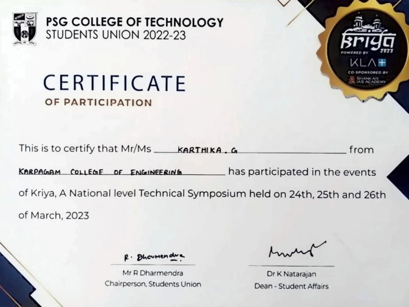 Karthika G on LinkedIn: #kriya #psgcollegeoftechnology #techsymposium # ... Karthika G on LinkedIn: #kriya #psgcollegeoftechnology #techsymposium # ...