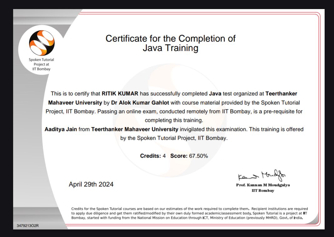 Ritik Kumar on LinkedIn: #java #programming #training #certification # ... Ritik Kumar on LinkedIn: #java #programming #training #certification # ...