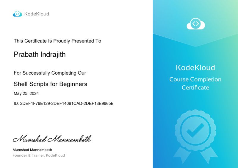 Prabath indrajith on LinkedIn: #shellscript #devops #kodekloud Prabath indrajith on LinkedIn: #shellscript #devops #kodekloud