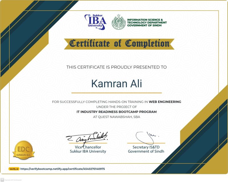 kamran bhangwar on LinkedIn: certificate IBA ️ kamran bhangwar on LinkedIn: certificate IBA ️