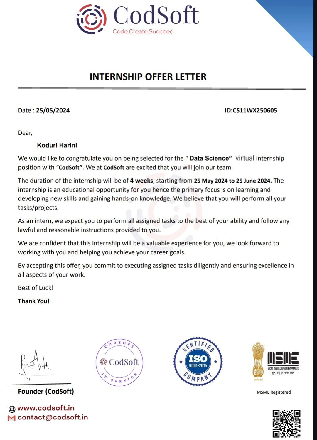 Harini Koduri on LinkedIn: #codesoft #internship #datascience Harini Koduri on LinkedIn: #codesoft #internship #datascience