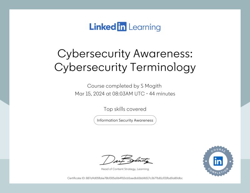 S Mogith on LinkedIn: Certificate of Completion S Mogith on LinkedIn: Certificate of Completion