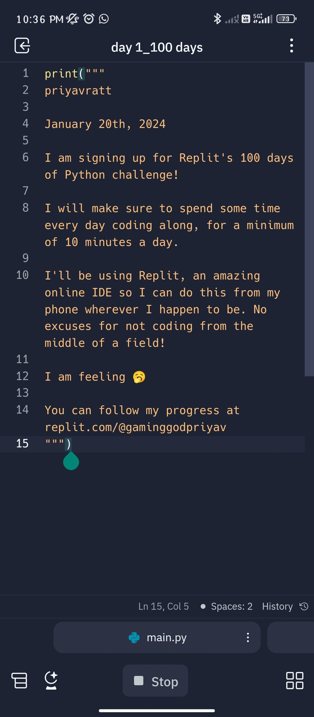 Priya Vratt Sharma on LinkedIn: #replit100daysofcode #day1 Priya Vratt Sharma on LinkedIn: #replit100daysofcode #day1