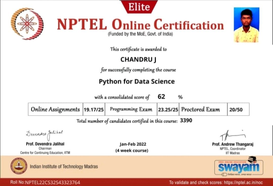 Chandru Jaiganesh on LinkedIn: #nptel Chandru Jaiganesh on LinkedIn: #nptel