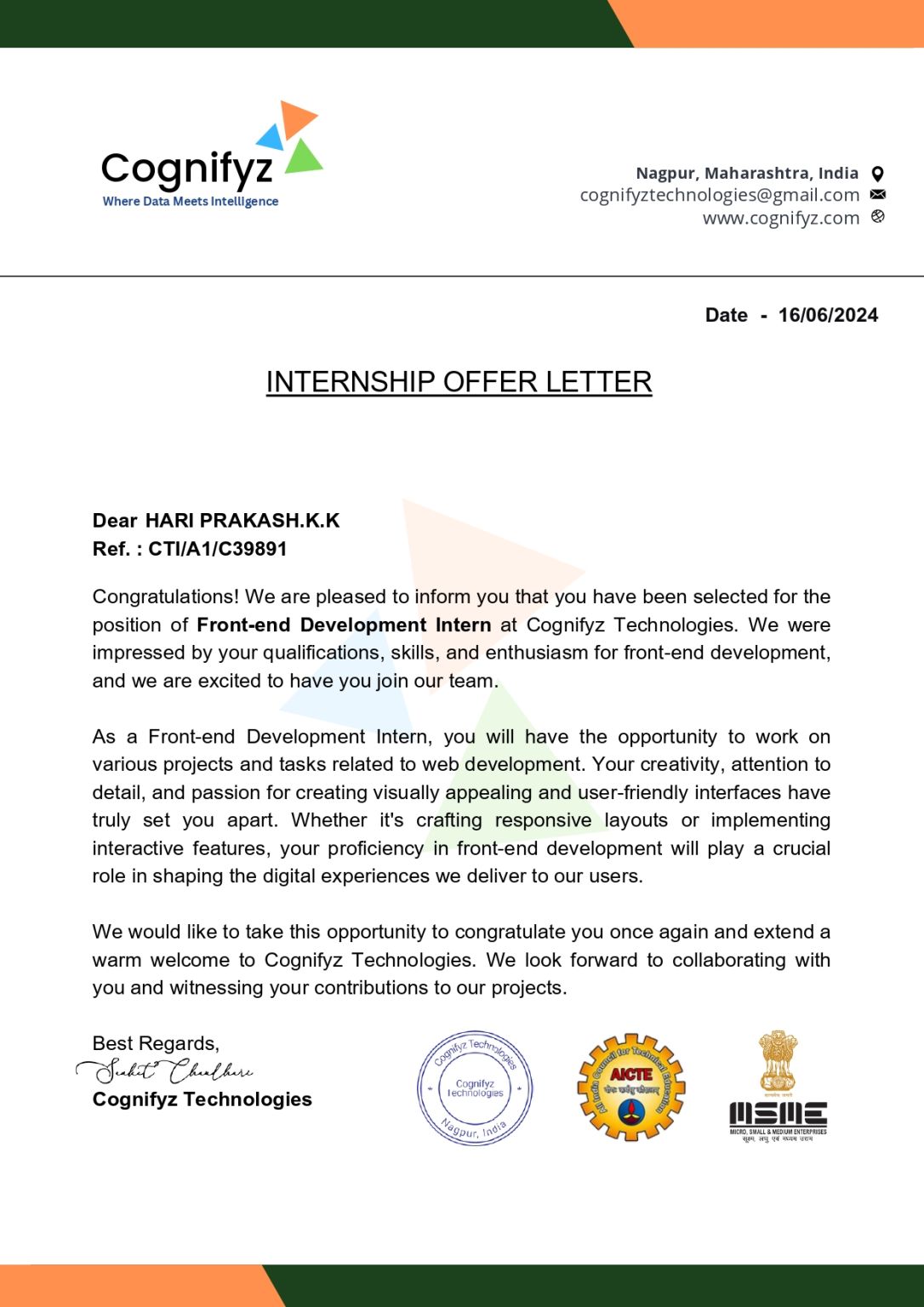 Hari Prakash K K on LinkedIn: #internship #frontenddeveloper #cognifyz ... Hari Prakash K K on LinkedIn: #internship #frontenddeveloper #cognifyz ...
