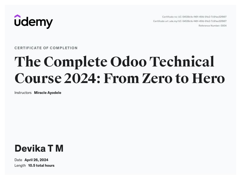 Devika Manoj on LinkedIn: #odoo #udemy #continuouslearning Devika Manoj on LinkedIn: #odoo #udemy #continuouslearning