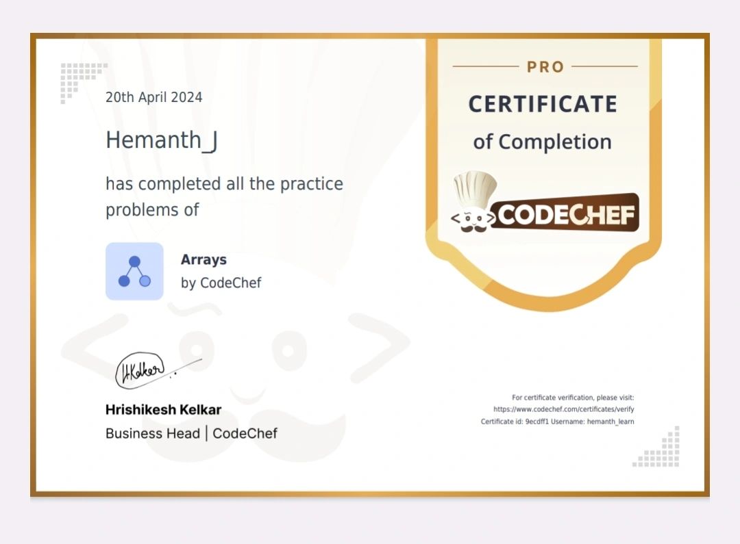 Hemanth J on LinkedIn: #learning #arrays #python #codechef Hemanth J on LinkedIn: #learning #arrays #python #codechef
