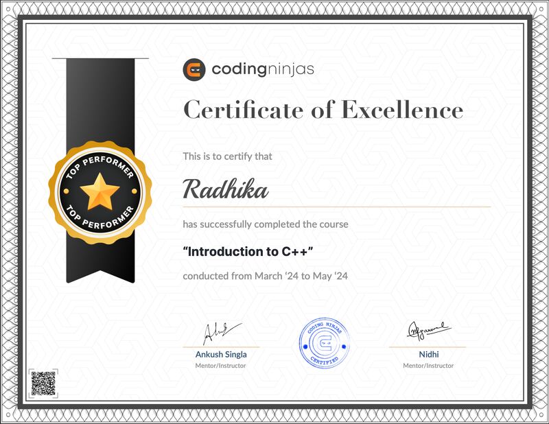Radhika Aggarwal on LinkedIn: #coding #cpp #codingninjas #experience # ... Radhika Aggarwal on LinkedIn: #coding #cpp #codingninjas #experience # ...