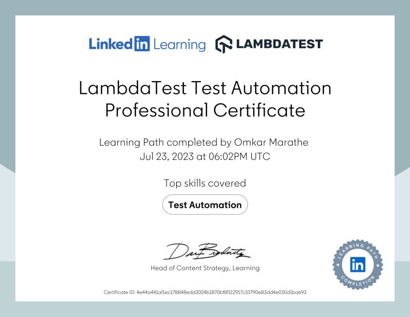 Omkar Marathe on LinkedIn: Certificate of Completion Omkar Marathe on LinkedIn: Certificate of Completion