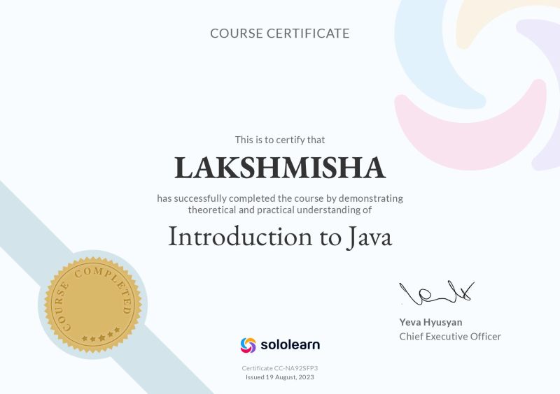 Lakshmisha Achar on LinkedIn: I got Java Course Completion certificate ... Lakshmisha Achar on LinkedIn: I got Java Course Completion certificate ...