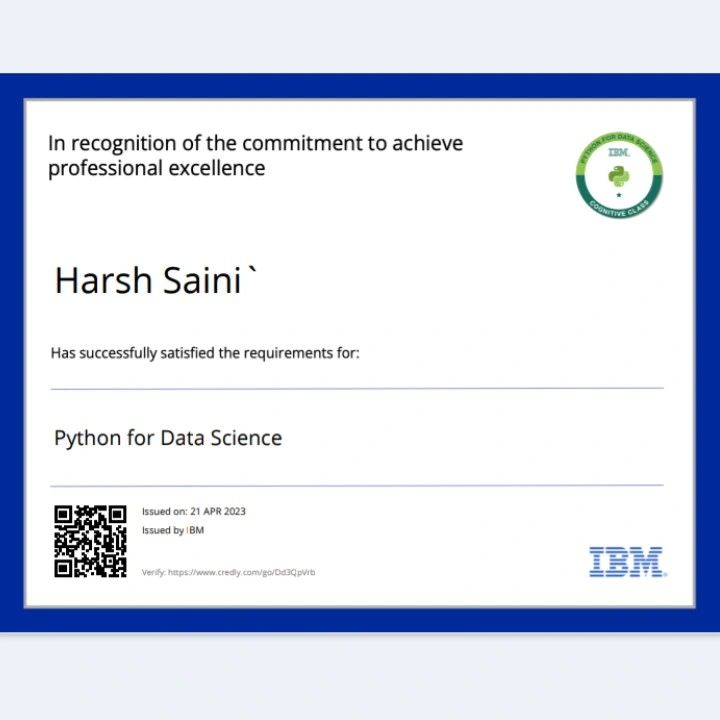 Harsh Saini on LinkedIn: #python #ibm #datascience Harsh Saini on LinkedIn: #python #ibm #datascience