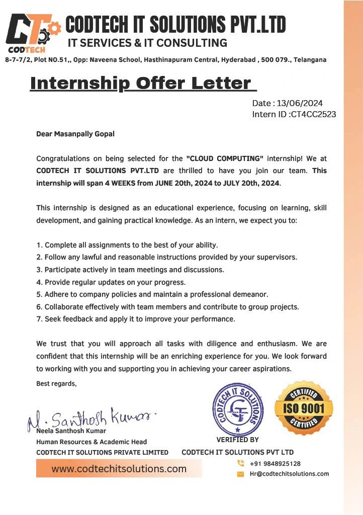 Masanpally Gopal on LinkedIn: #cloudcomputing #internship #techcareer # ... Masanpally Gopal on LinkedIn: #cloudcomputing #internship #techcareer # ...