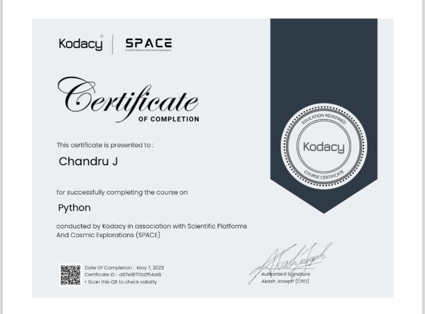 chandru j on LinkedIn: I have completed my Course on Python chandru j on LinkedIn: I have completed my Course on Python