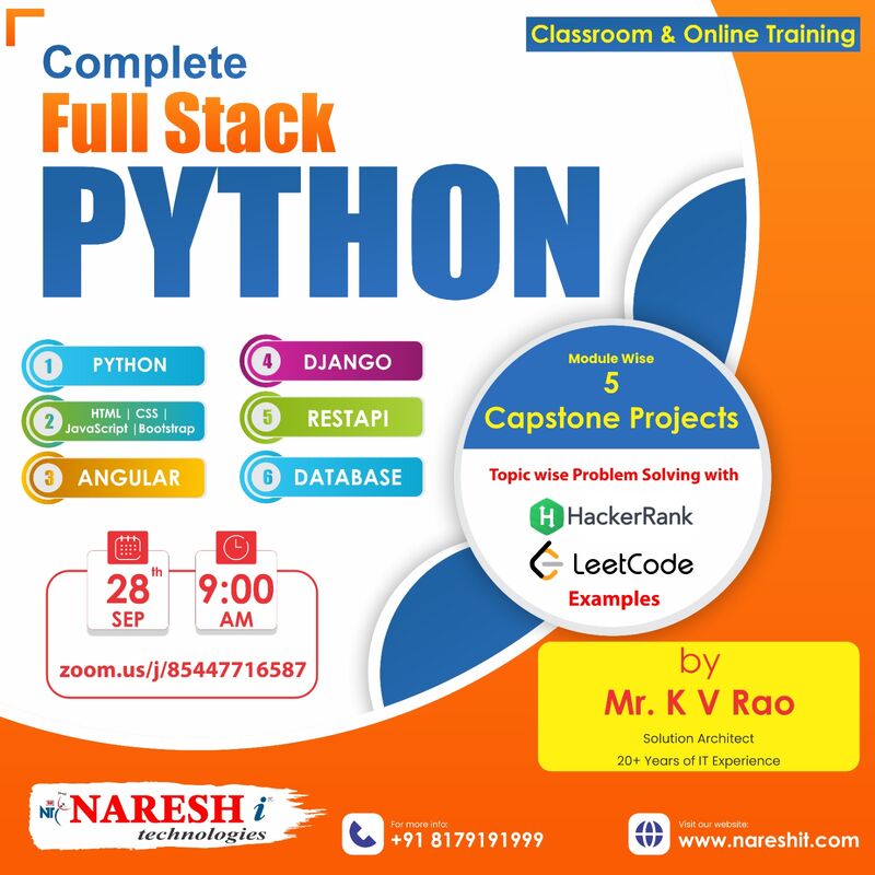 Free Demo on Full Stack Python by Mr. KV Rao | SaiKumar NareshIT posted ... Free Demo on Full Stack Python by Mr. KV Rao | SaiKumar NareshIT posted ...